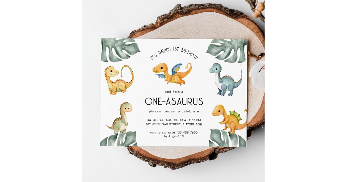 Dinosaur First Birthday Oneasaurus Party Invitation | Zazzle
