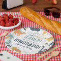 Dinosaur First Birthday Stomp Chomp Roar Paper Plates | Zazzle