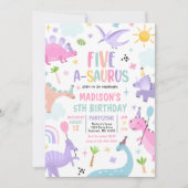 Dinosaur Five-A-Saurus 5th Birthday Party Invitation | Zazzle