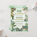 Dinosaur Five-A-Saurus 5th Birthday Party Invitation | Zazzle