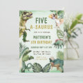 Dinosaur Five-A-Saurus 5th Birthday Party Invitation | Zazzle