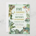 Dinosaur Five-A-Saurus 5th Birthday Party Invitation | Zazzle