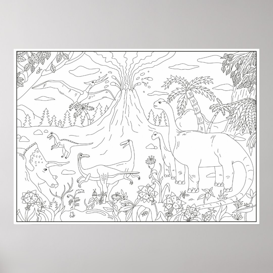 Dinosaur for coloring poster | Zazzle