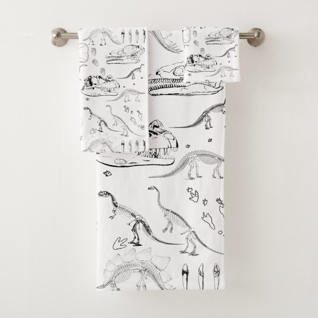 Dinosaur Fossil Bones Pattern Bath Towel Set | Zazzle