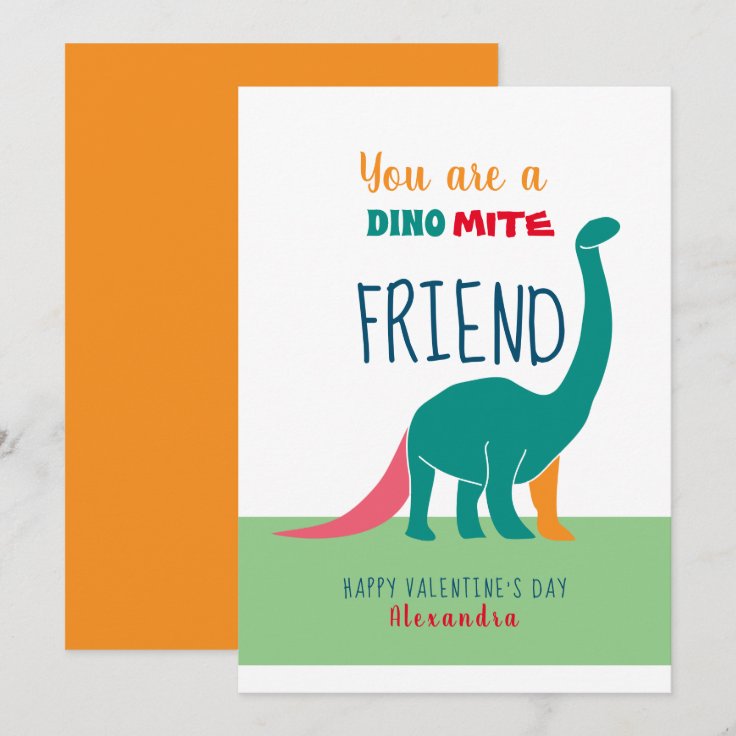 Dinosaur Friend Valentines Day Holiday Card | Zazzle