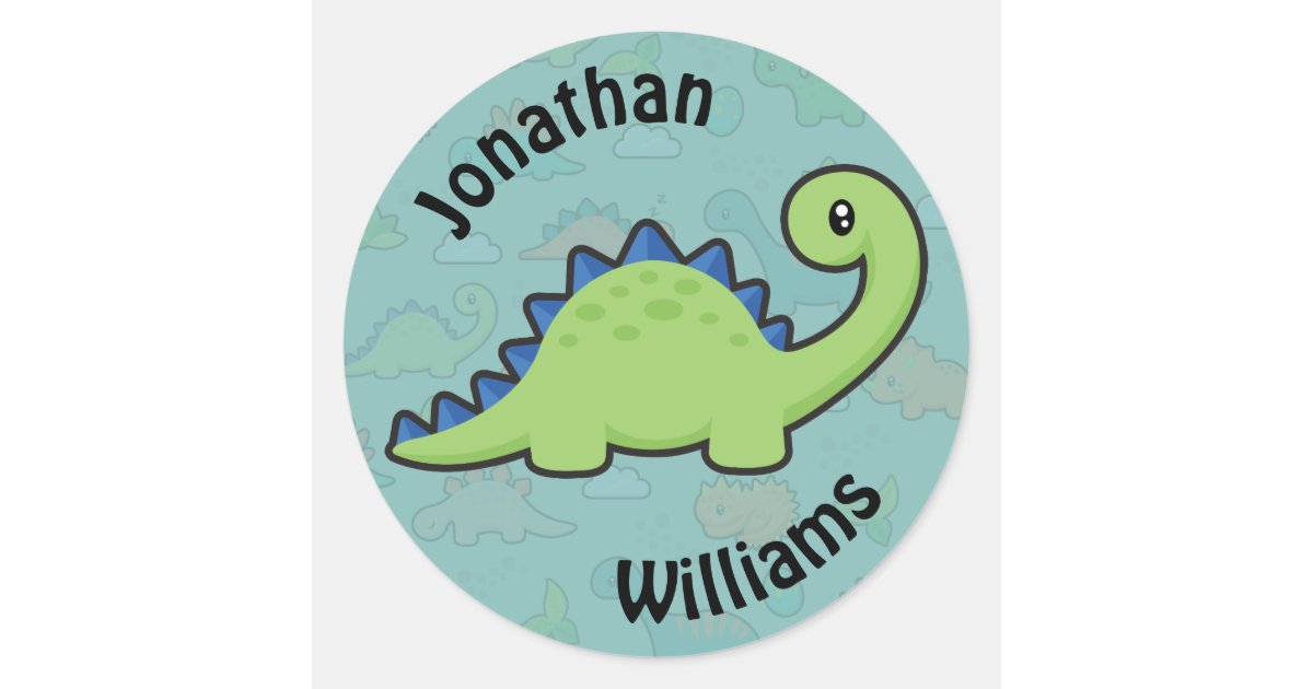 Dinosaur Fun Classic Round Sticker | Zazzle