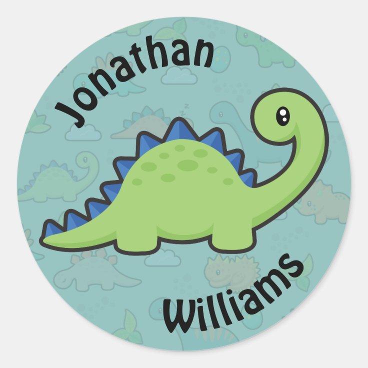 Dinosaur Fun Classic Round Sticker | Zazzle