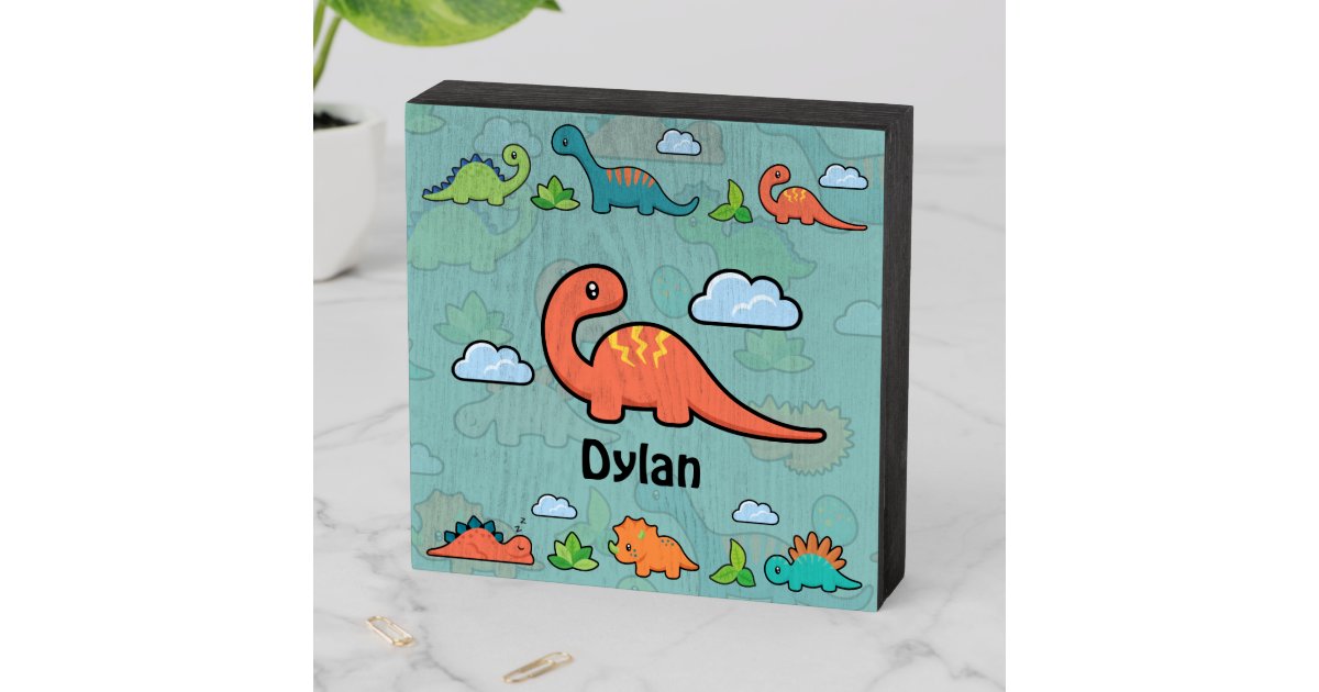 Dinosaur Fun Wooden Box Sign | Zazzle