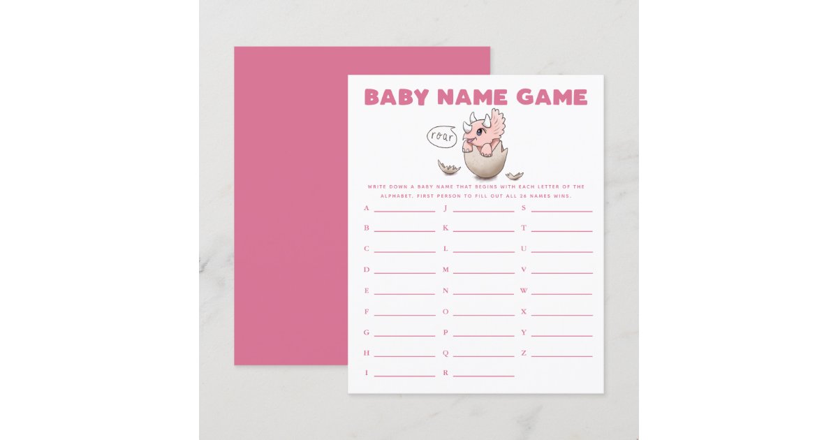 Dinosaur Girl Baby Name Shower Game | Zazzle