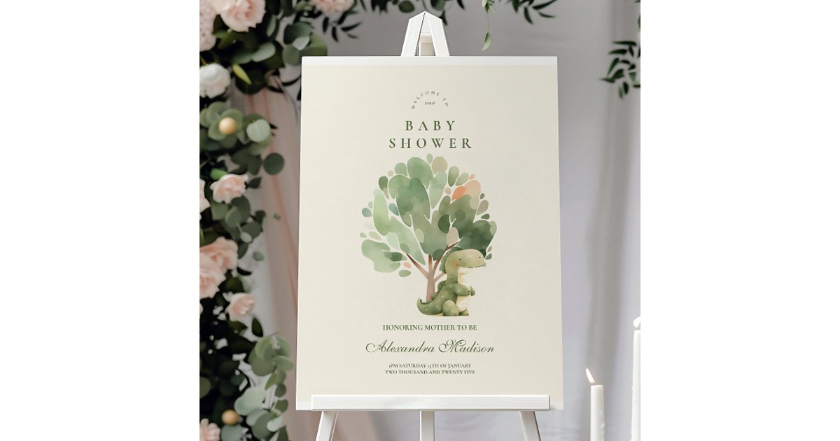 Dinosaur Hatching Soon Baby Shower Foam Board | Zazzle