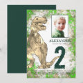 Dinosaur Jungle 2nd Birthday Party Photo Invitation | Zazzle