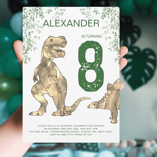 Dinosaur jungle Birthday Party boys Invitation | Zazzle