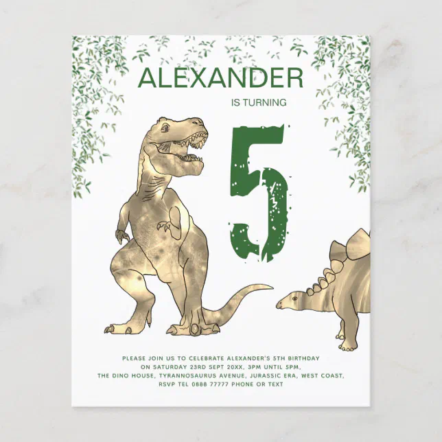 Dinosaur jungle Birthday Party Budget Invitation F Flyer | Zazzle