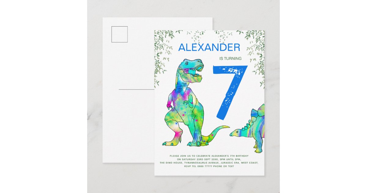 Dinosaur jungle Birthday Party budget Invitation Postcard | Zazzle