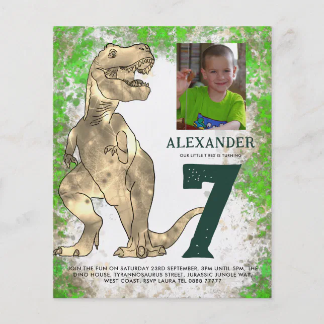 Dinosaur Jungle Birthday Party Photo Budget Flyer | Zazzle