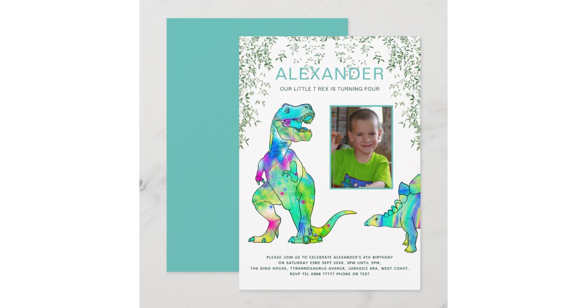 Dinosaur Jungle Photo Birthday Party Invitation | Zazzle