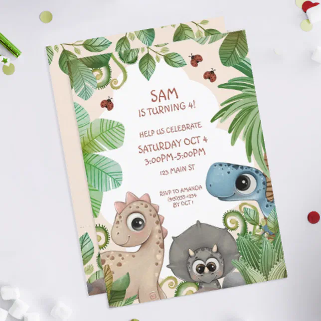 Dinosaur Kids Birthday Dino Invitation | Zazzle