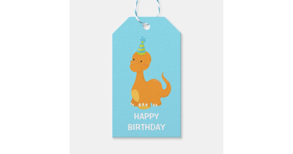 Dinosaur Kids Birthday Gift Tags | Zazzle