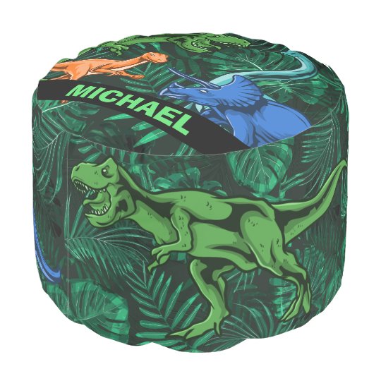 Dinosaur Kids Dino Jurassic Trex Boy Customizable Pouf | Zazzle.com