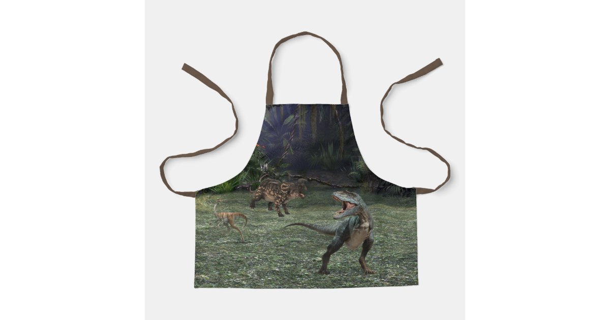 Dinosaur Landscape Jurassic Apron | Zazzle