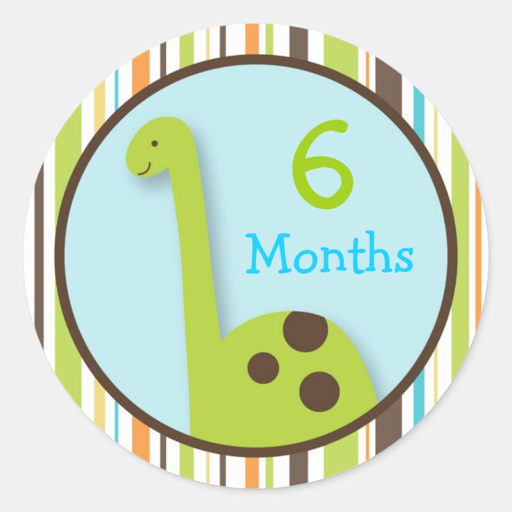 Dinosaur Lil Dino Monthly Milestone Stickers | Zazzle