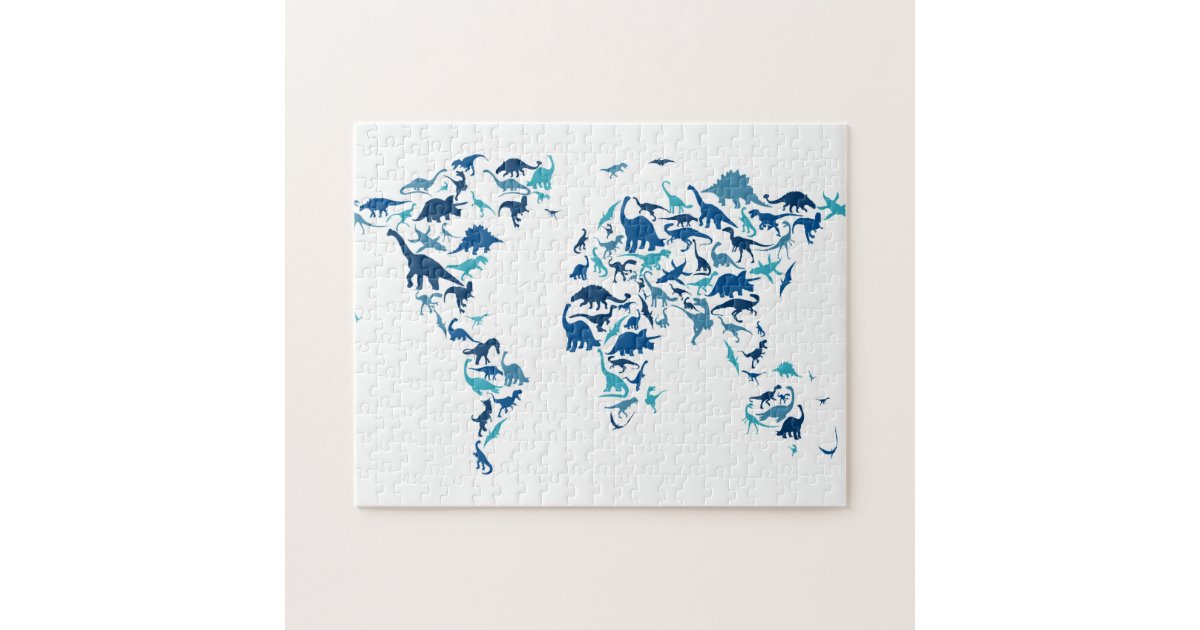 Dinosaur Map of the World Map Jigsaw Puzzle | Zazzle