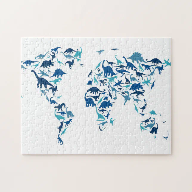 Dinosaur Map of the World Map Jigsaw Puzzle | Zazzle