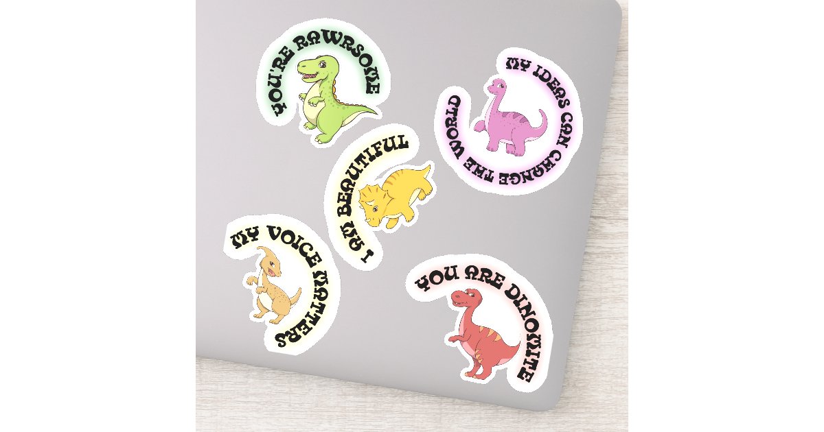 Dinosaur Motivational Sticker Pack for Kids | Zazzle