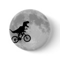 Dinosaur on a Bike In Sky With Moon Fun Button | Zazzle