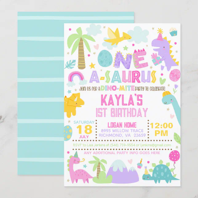 Dinosaur ONE A-Saurus 1st Birthday Invitation | Zazzle
