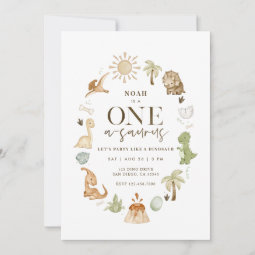 Dinosaur One-a-saurus 1st Birthday Invitation | Zazzle