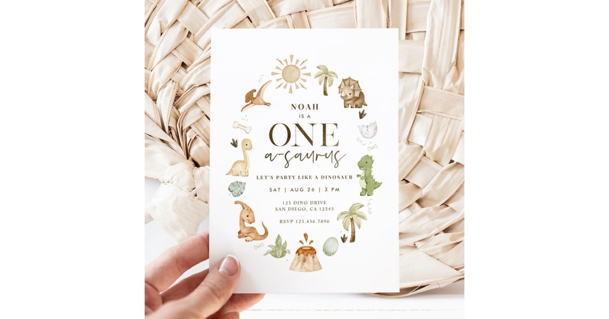 Dinosaur One-a-saurus 1st Birthday Invitation | Zazzle