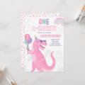Dinosaur One A-Saurus 1st Birthday Party T-Rex Invitation | Zazzle