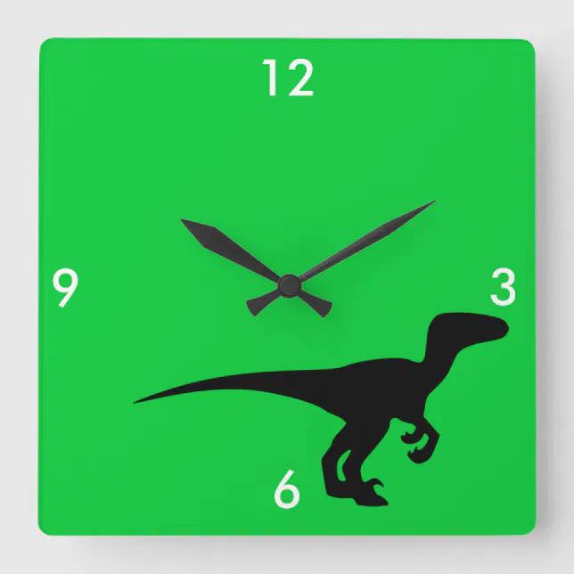 Dinosaur Outline Jurassic Era Square Wall Clock | Zazzle