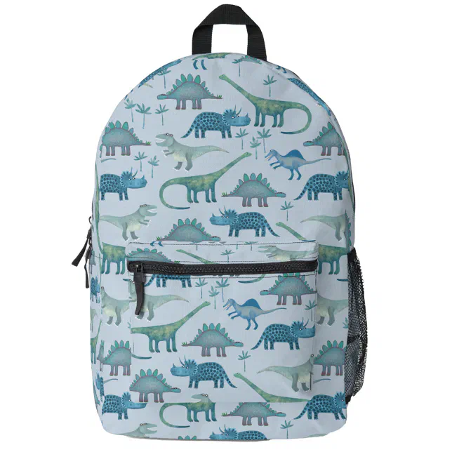 Dinosaur Pattern Blue Printed Backpack | Zazzle