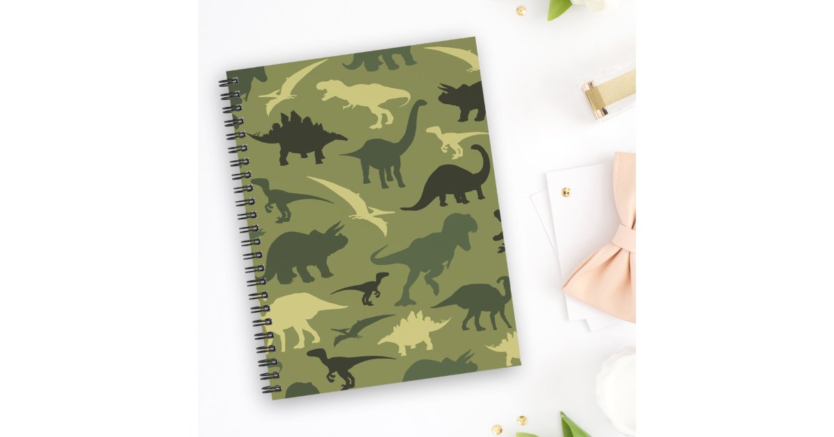 Dinosaur Pattern, Dinosaur Silhouette, Green Dino Notebook | Zazzle