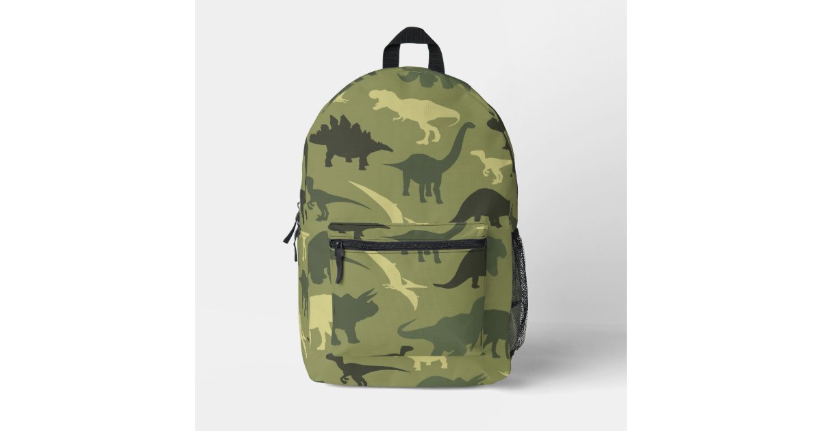 Dinosaur Pattern, Dinosaur Silhouette, Green Dino Printed Backpack | Zazzle