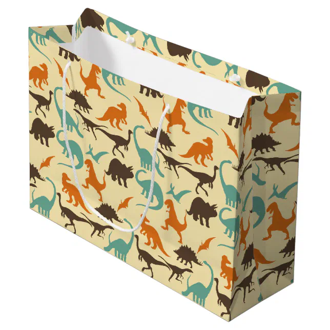 Dinosaur Pattern Silhouette Large Gift Bag | Zazzle