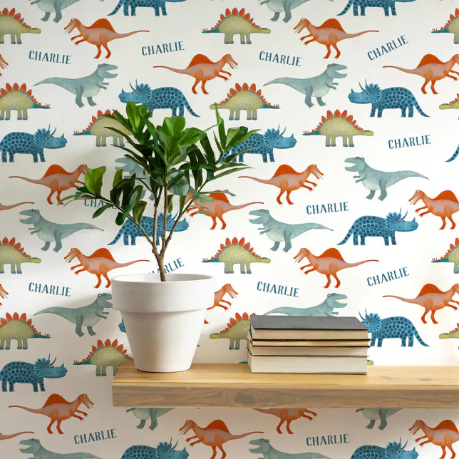 Dinosaur Personalized Name Wallpaper | Zazzle