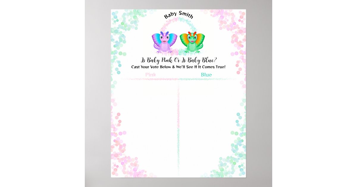Dinosaur Pink Or Blue Gender Reveal Voting Sign | Zazzle