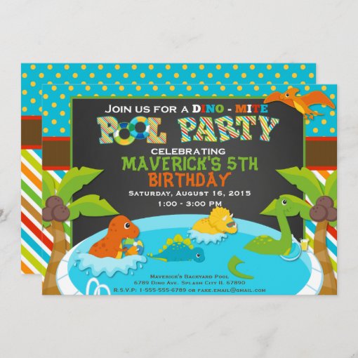 Dinosaur Pool Party Invitation - Birthday Party - | Zazzle