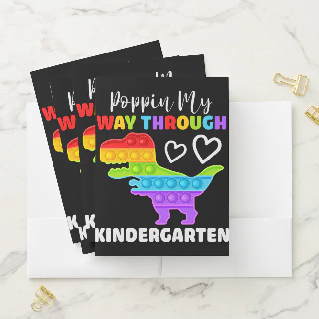 Dinosaur Poppin My Way Through Kindergarten Pocket Folder | Zazzle