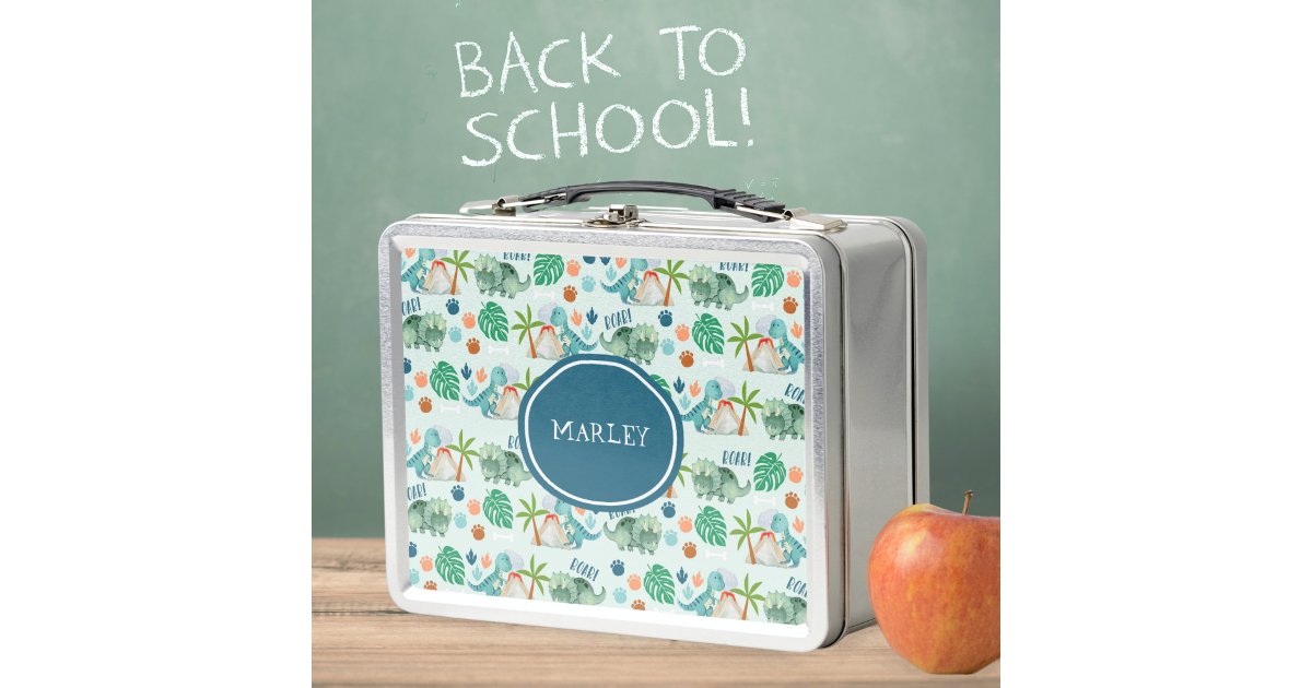 Dinosaur Prehistoric Animals Kids School Metal Lunch Box | Zazzle