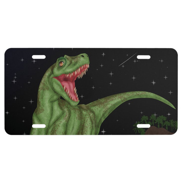 Dinosaur - Prehistoric Night License Plate | Zazzle