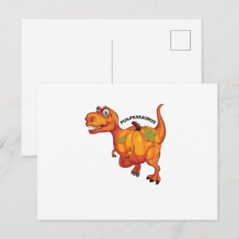 Dinosaur Pumpkasaurus Halloween Thanksgiving Holiday Postcard | Zazzle