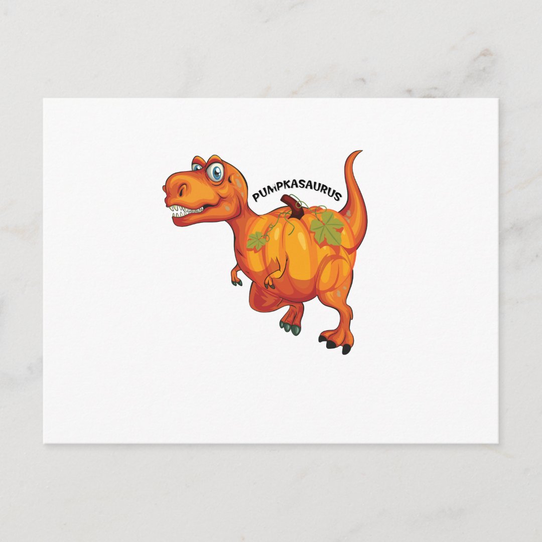 Dinosaur Pumpkasaurus Halloween Thanksgiving Holiday Postcard | Zazzle
