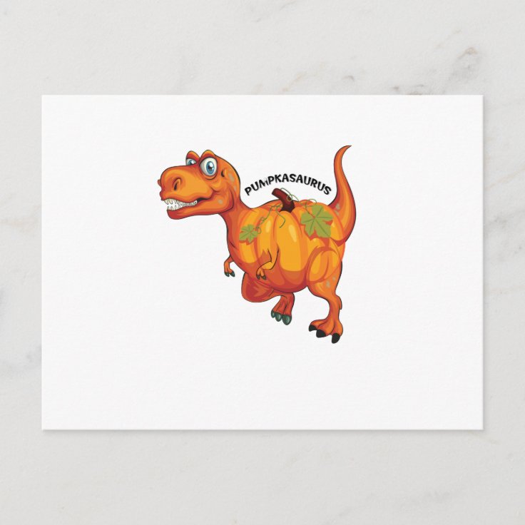 Dinosaur Pumpkasaurus Halloween Thanksgiving Holiday Postcard | Zazzle