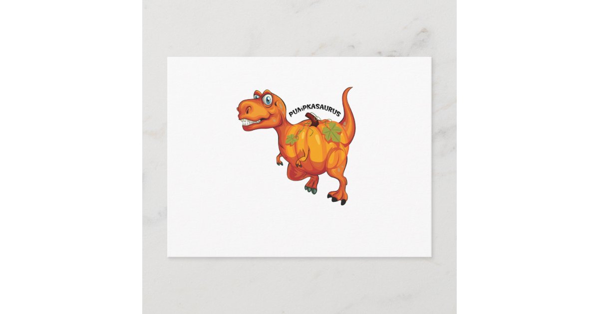 Dinosaur Pumpkasaurus Halloween Thanksgiving Holiday Postcard | Zazzle