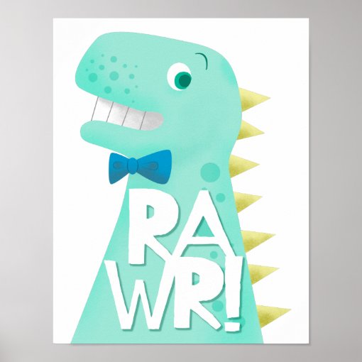 Dinosaur RAWR Nursery Kids Room Poster | Zazzle