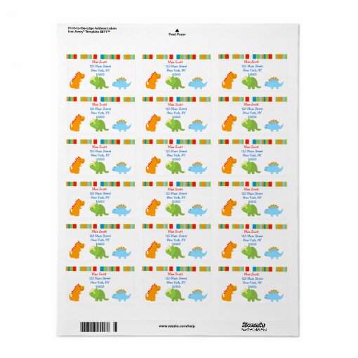 Dinosaur return address labels | Zazzle